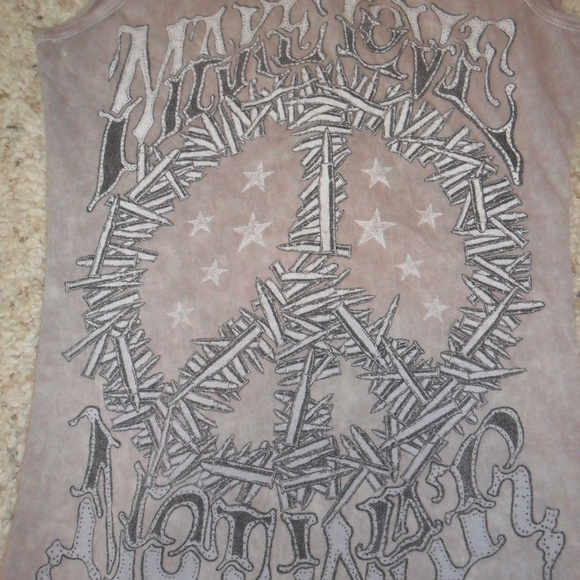 Affliction | Tops | Affliction Make Love Not War Peace Zipper Tank ...